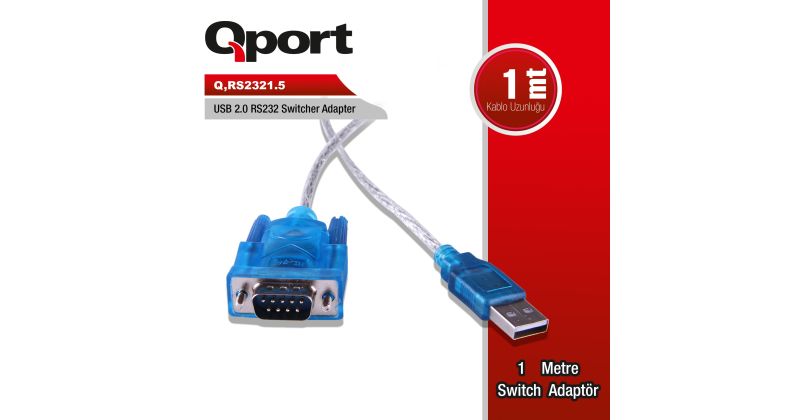 Qport USB 2.0 TO RS232 CEVIRICI KABLO 1M Q-RS2321.5 | Harcialem.com