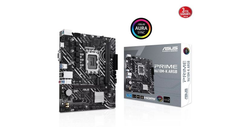 Asus PRIME H610M-K 3200MHz DDR5 Soket 1700p M.2 HDMI D-Sub mATX Anakart | Harcialem.com